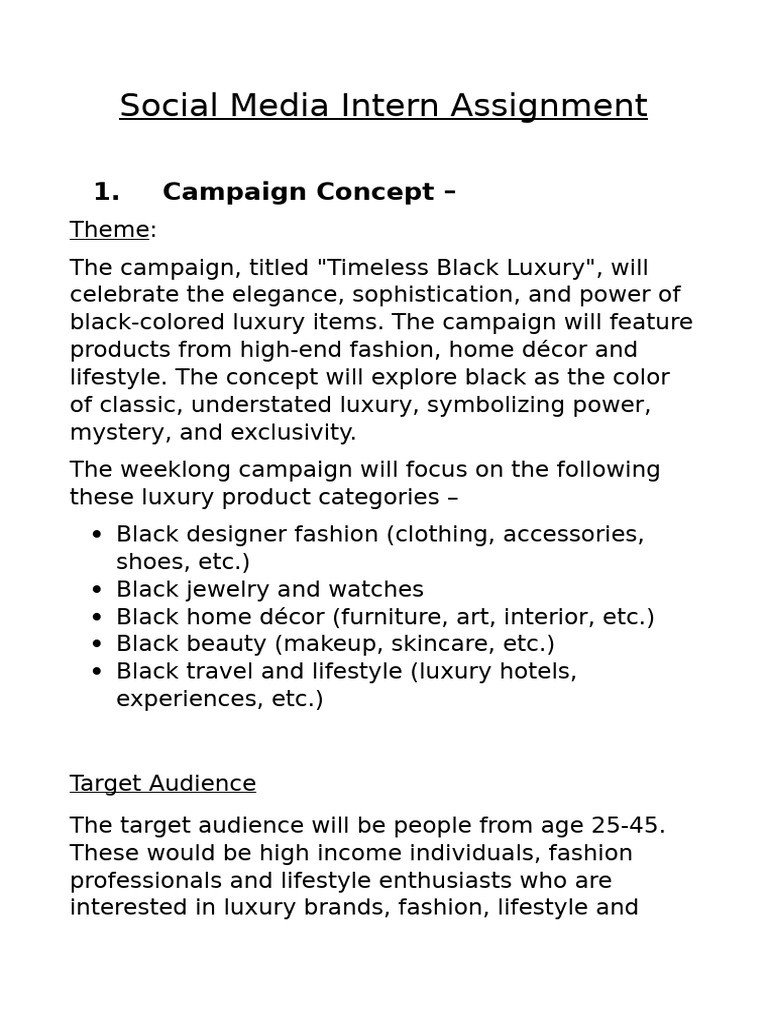 Social Media Intern Assignment | PDF | Brand | Luxury Goods