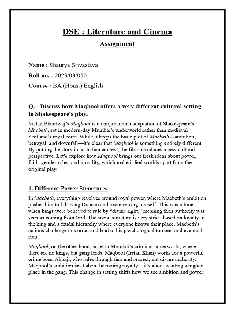 Shaurya 050 Assignment | PDF | Macbeth