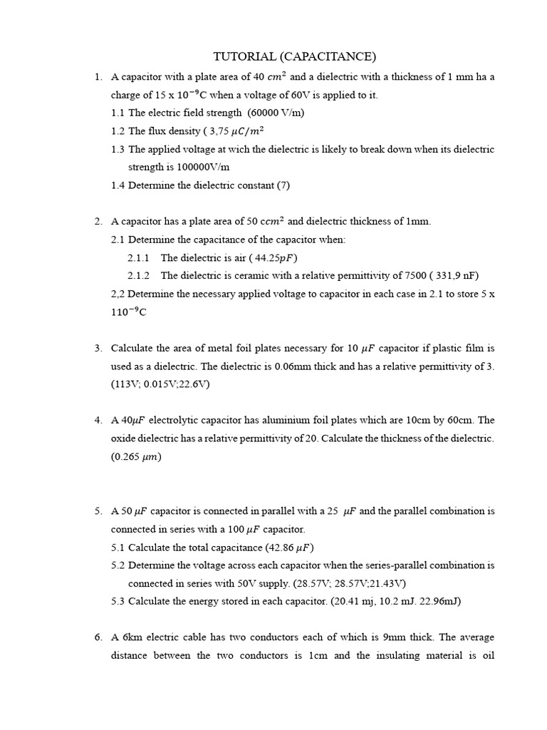 TUTORIAL CAPACITANCE | PDF