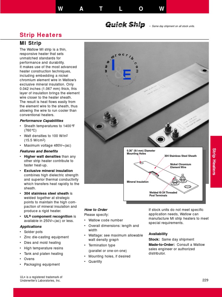 Strip Heaters MI Strip | PDF | Insulator (Electricity) | Wire