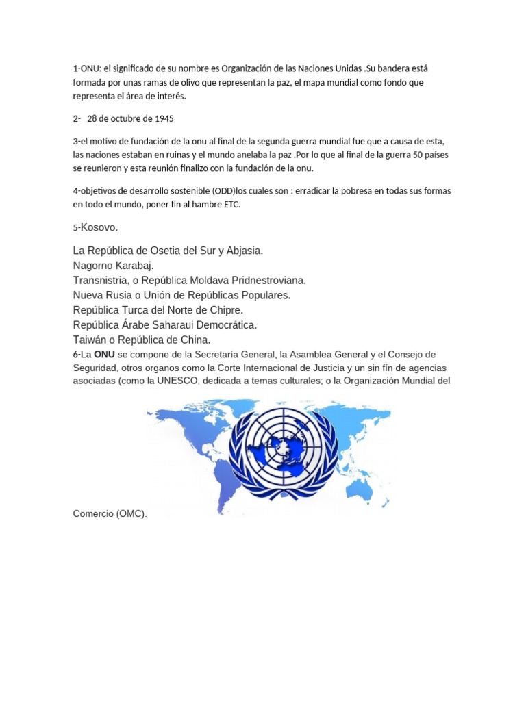 AAAAA Trabajo Sobre La ONU | PDF | Ciencias sociales