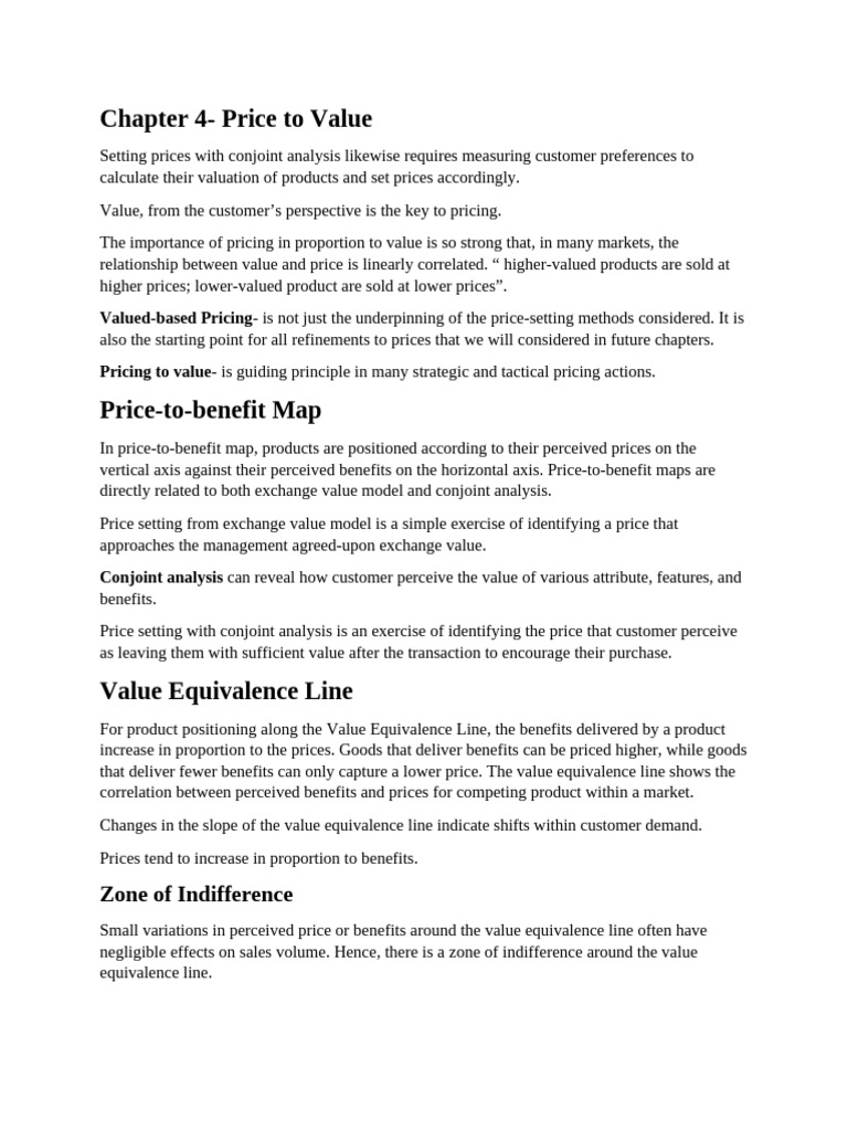Chapter 4 Price To Value Handouts | PDF | Pricing | Prices