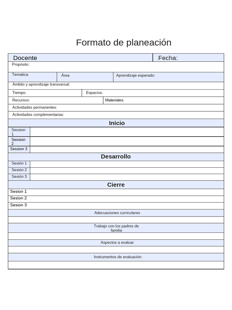Formato de Planeación | PDF