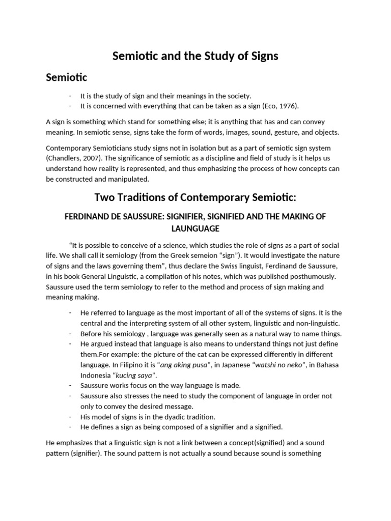 Semiotic and The Study of Signs | PDF | Semiotics | Representation (Arts)