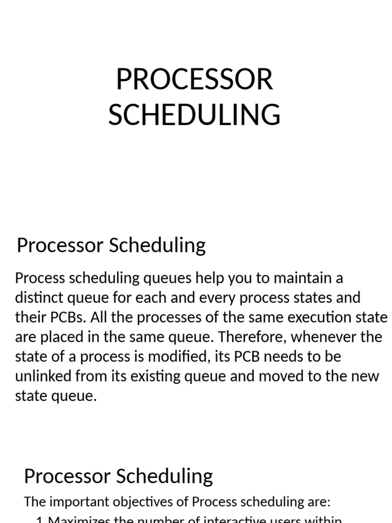 Chapter 6 Processor Scheduling | PDF | Scheduling (Computing) | Process (Computing)