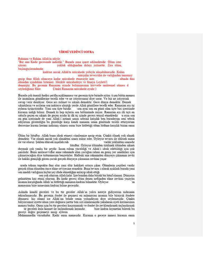 Yi̇rmi̇ Yedi̇nci̇ Sofra | PDF