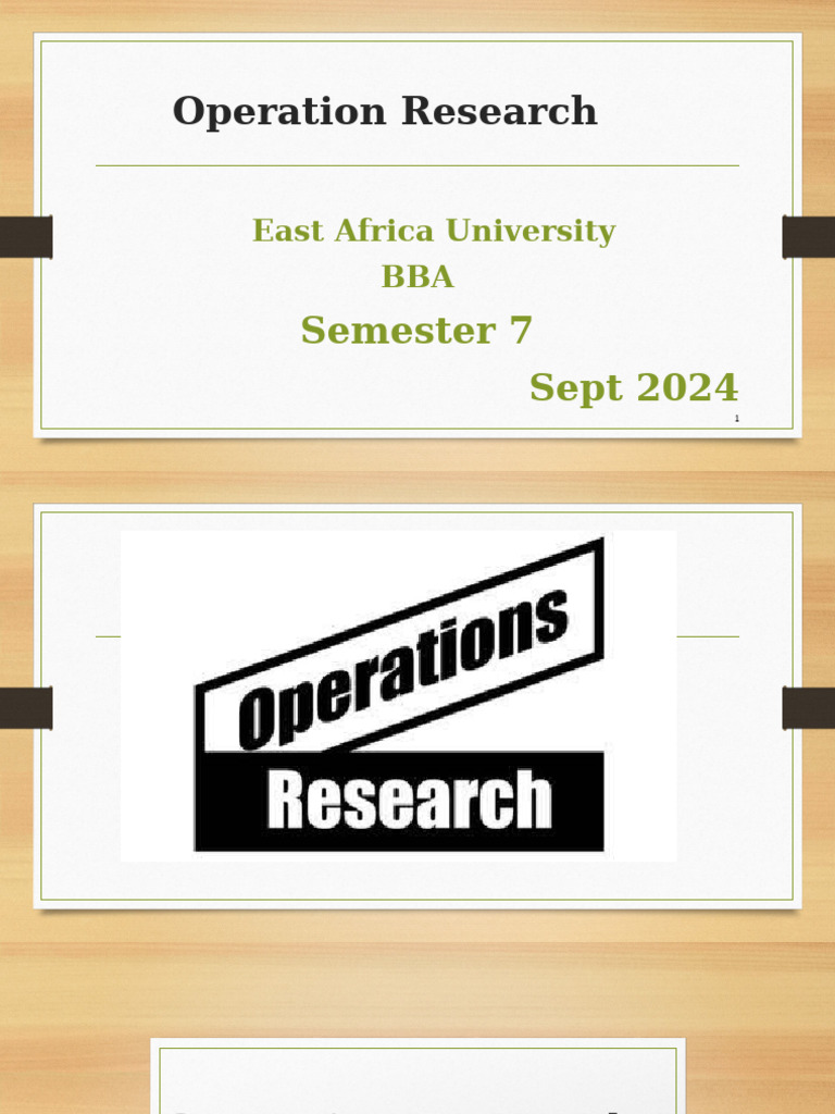 Operation Research Lecture 1 | PDF | Operations Research | Methodology