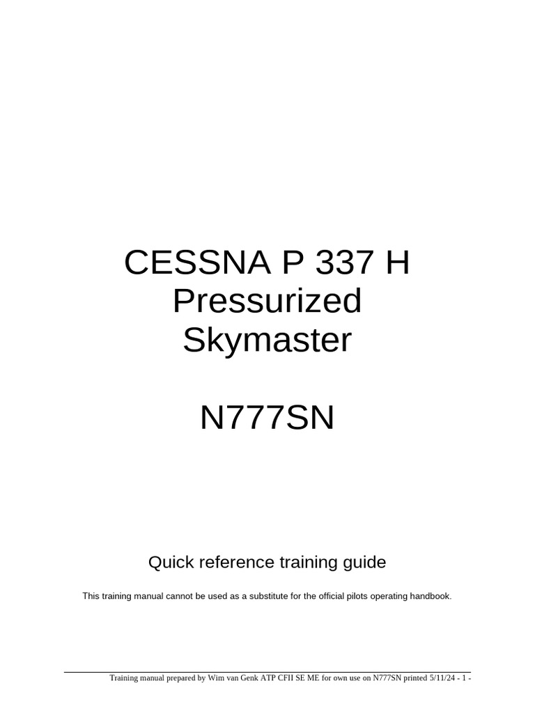 Cessna P337H Training Manual | PDF | Flap (Aeronautics) | Pump