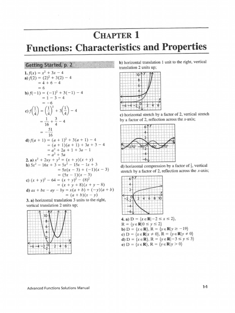 Nelson Advanced Functions Solutions Manual | PDF