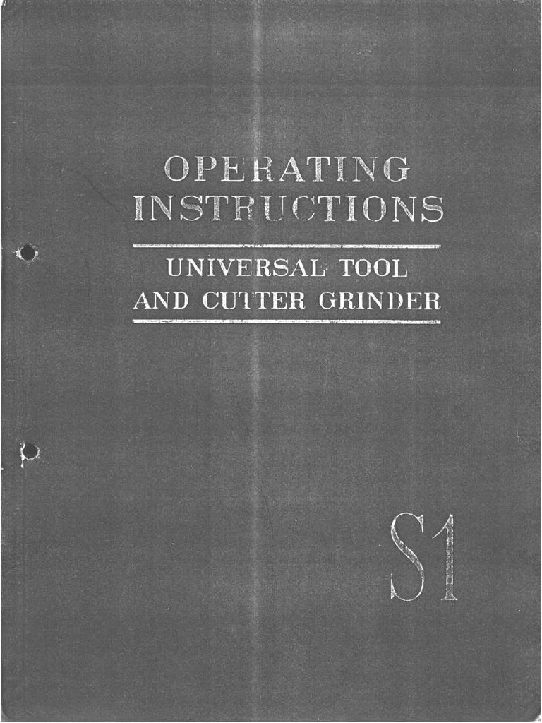 Deckel S1 Universal Tool and Cutter Grinder Operating Manual | PDF
