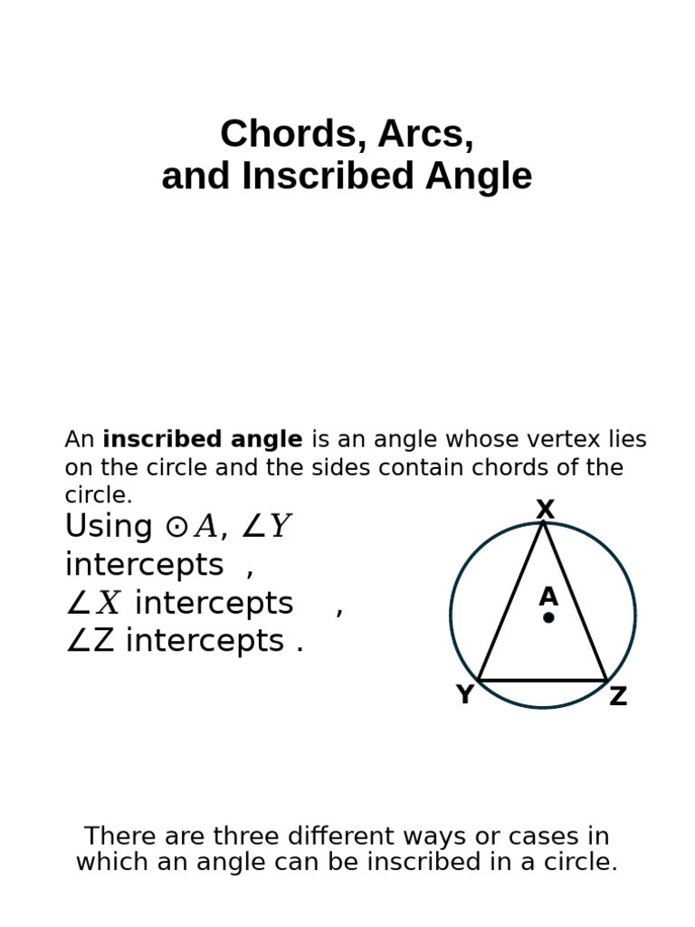 Chords Arcs and Inscribed Angle | PDF | Teaching Methods & Materials