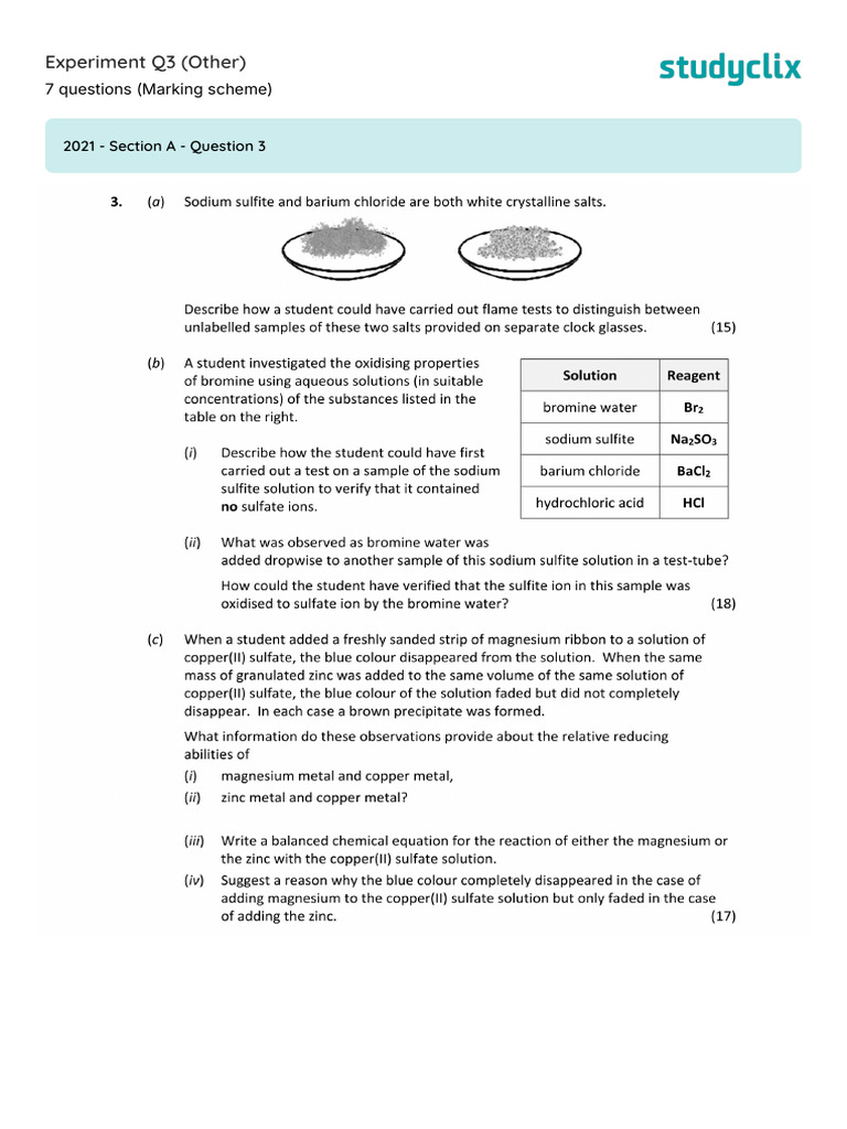 Experiment Q3 (Other) Questions With Marking-Scheme | PDF