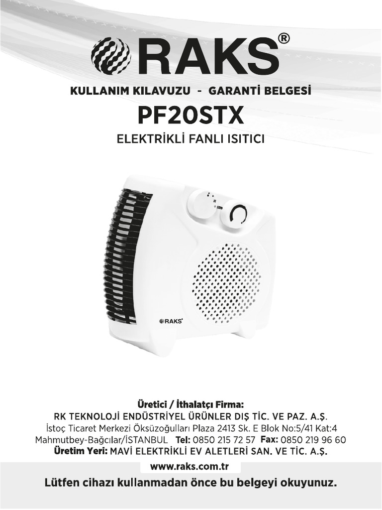 Elektrikli Fanli Isitici 2000w PF 20 STX | PDF