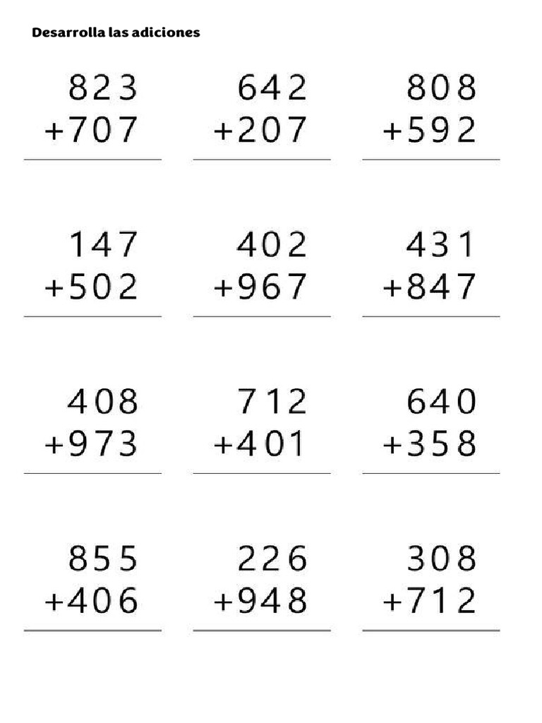 Ejercicios Suma, Resta - Multiplicacion, Division | PDF | Crecimiento personal y profesional