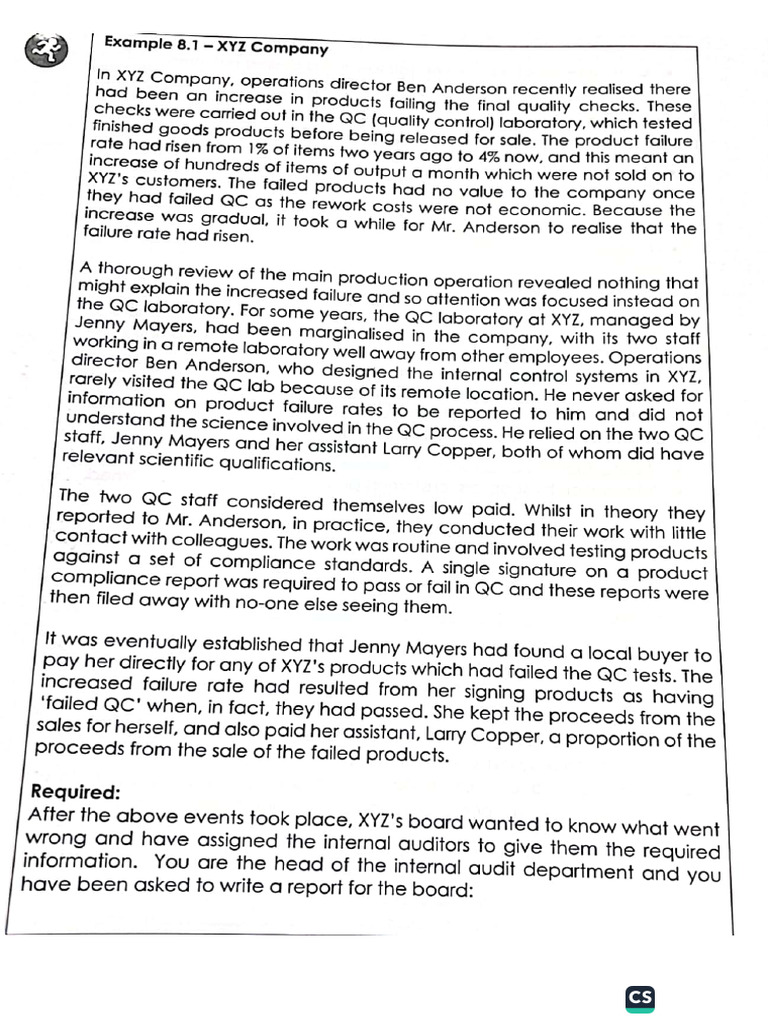 XYZ Company 1 Case Study - SBL | PDF