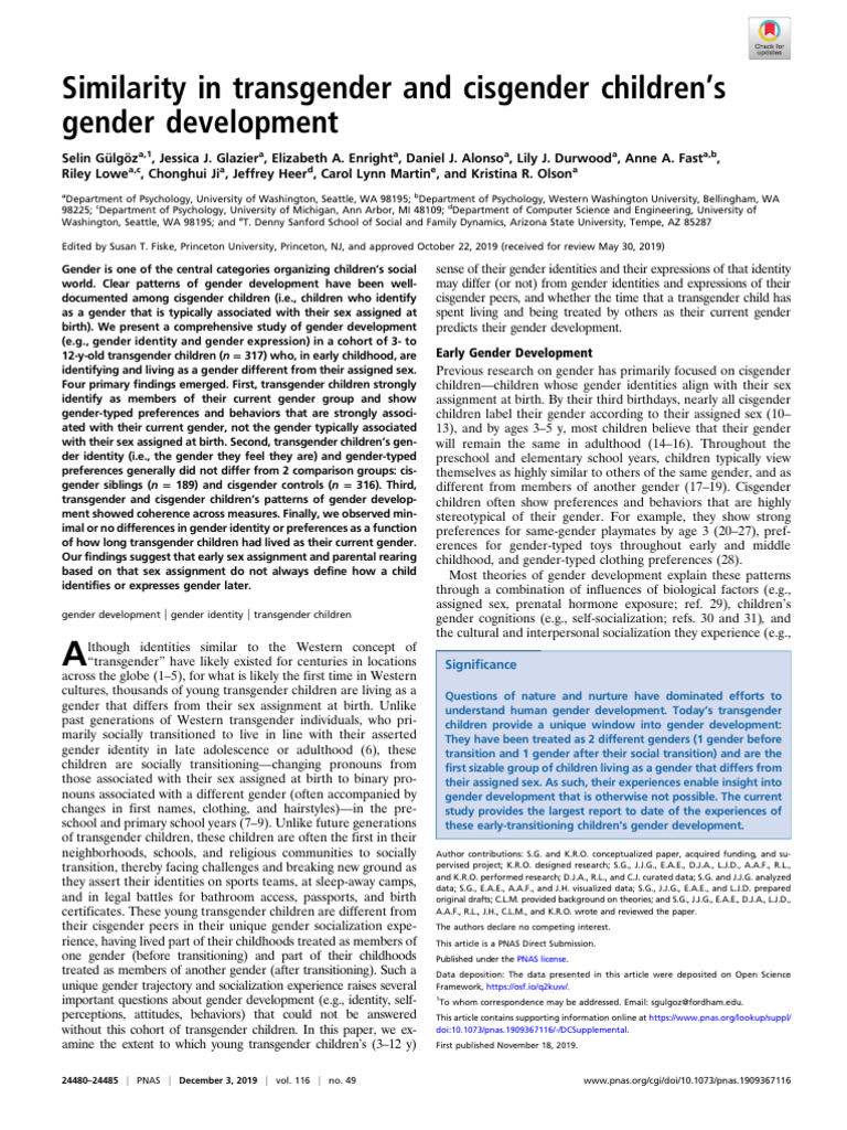 Trans VS Cis Children Development | PDF | Gender | Gender Studies