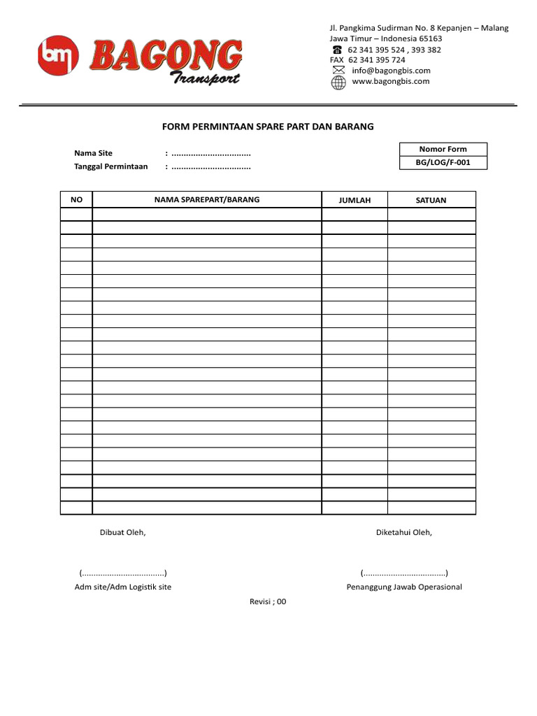 Form Permintaan Spare Part Dan Barang | PDF