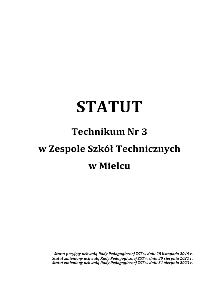 Statut Technikum Nr3 01092023 | PDF