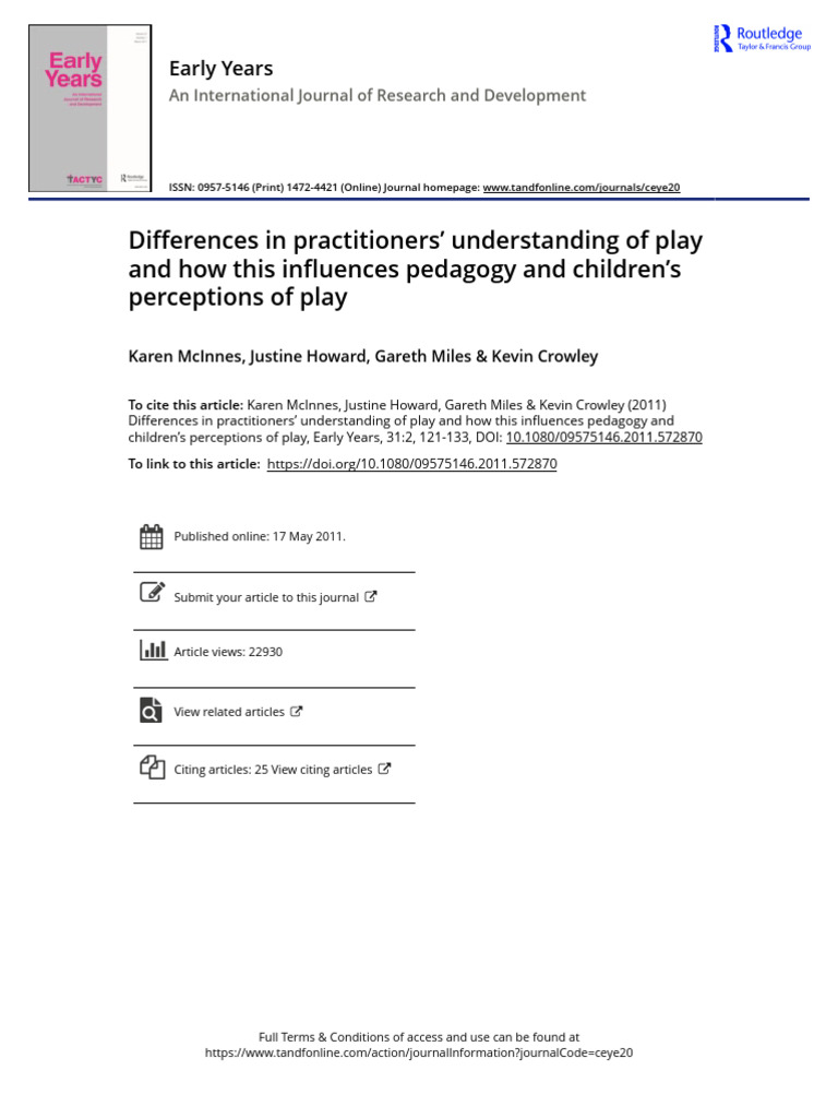Differences in Practitioners Understanding of Play and How This ...