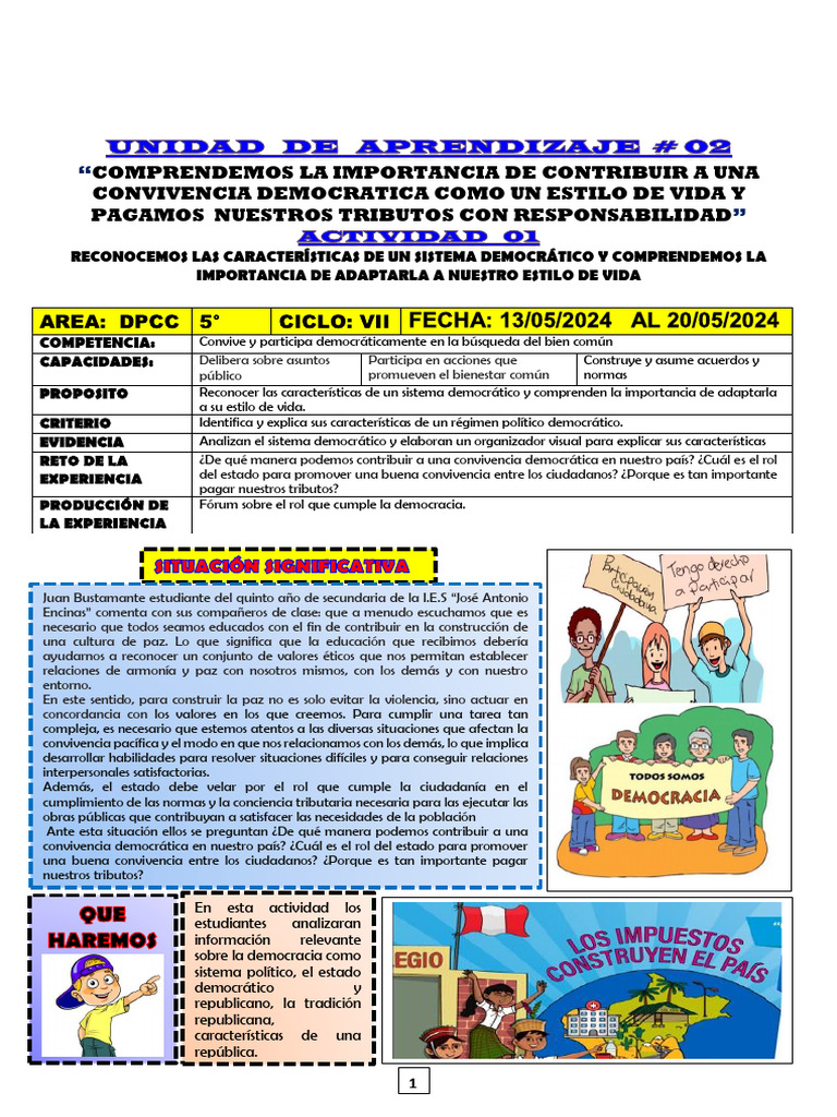 ACTIVIDAD 1 DPCC 5° - Alumno | PDF | Democracia | Ideologías políticas