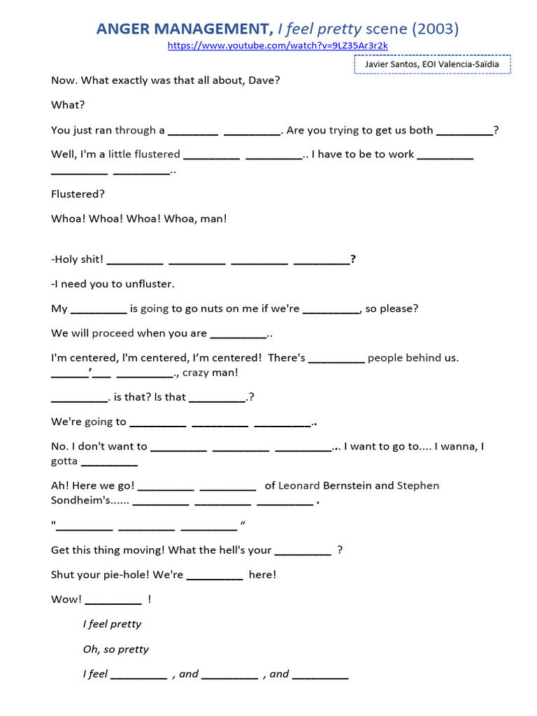 ANGER MANAGEMENT - I Feel Pretty | PDF | Musical Theatre | Musicals