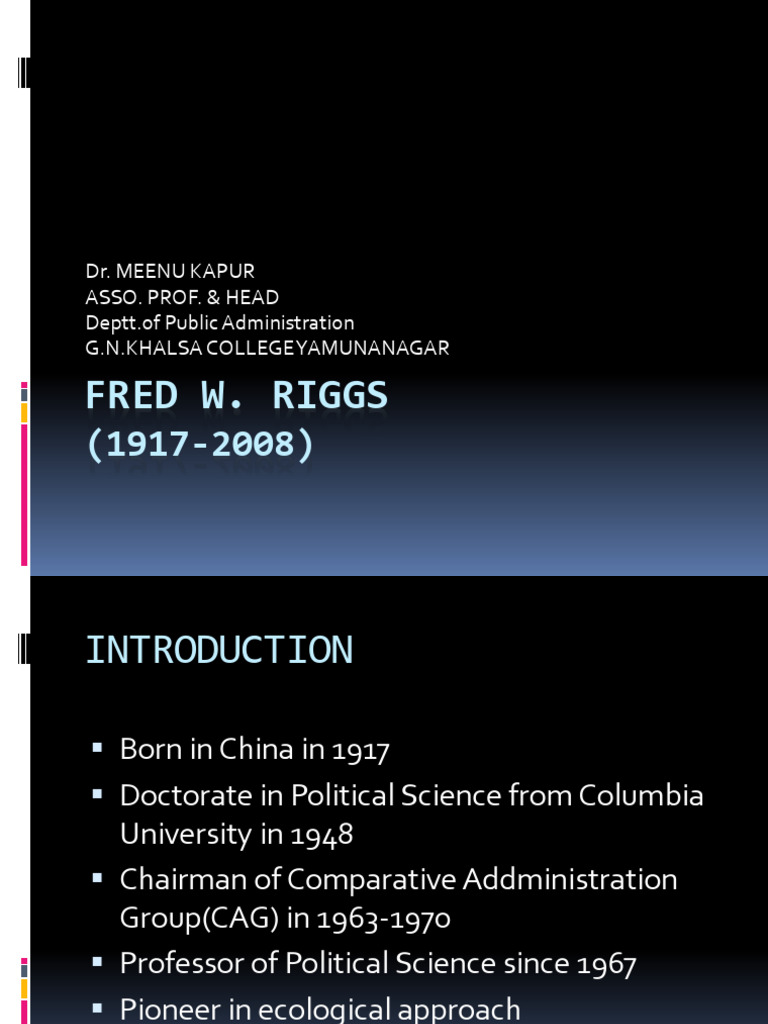 F W Riggs | PDF | Economies | Economics