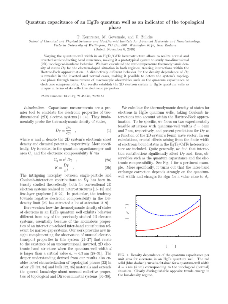 Quantum Capacitance in HgTe Quantum Wells | PDF | Electronic Band Structure | Hamiltonian ...