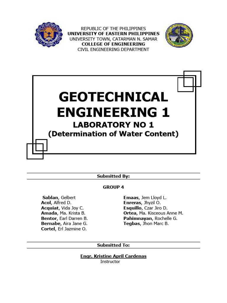 GeoTech Laboratory Report 1 Group 4 | PDF | Soil Science | Physical ...