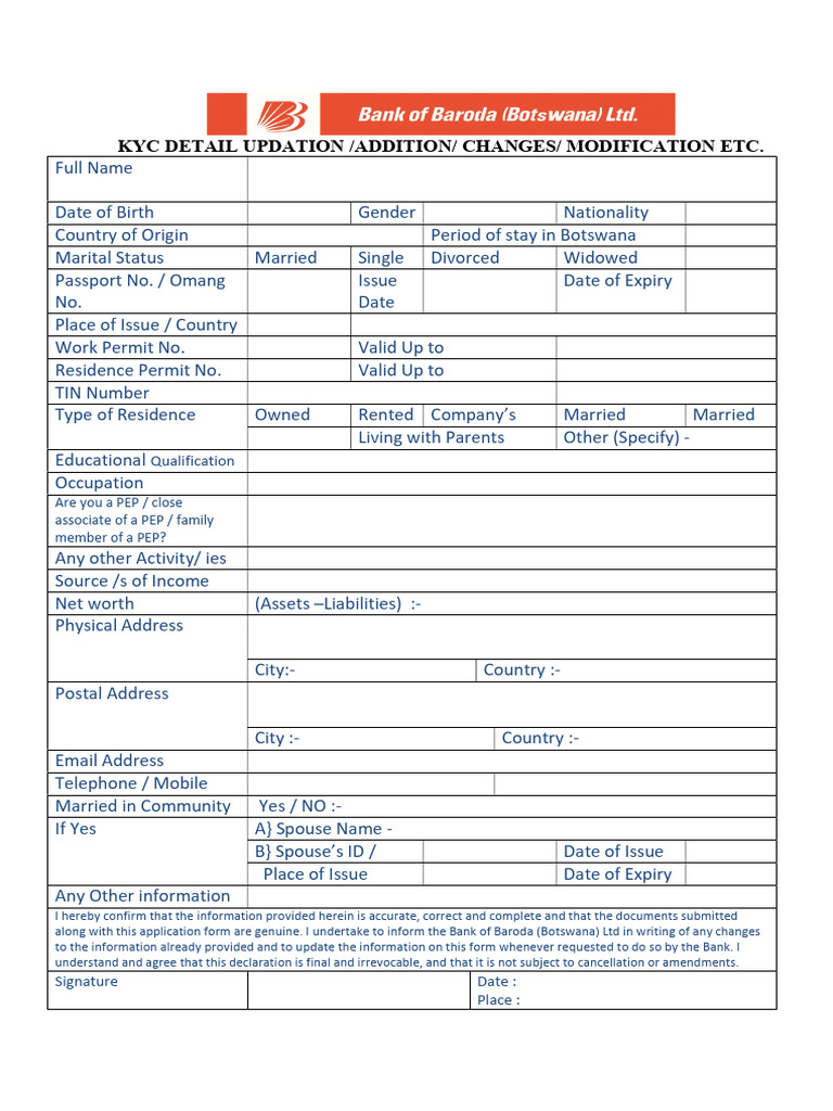 KYC Update Form 20 01 | PDF | Social Science | Law