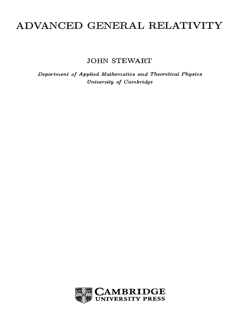 (Cambridge Monographs On Mathematical Physics) John Stewart - Advanced ...