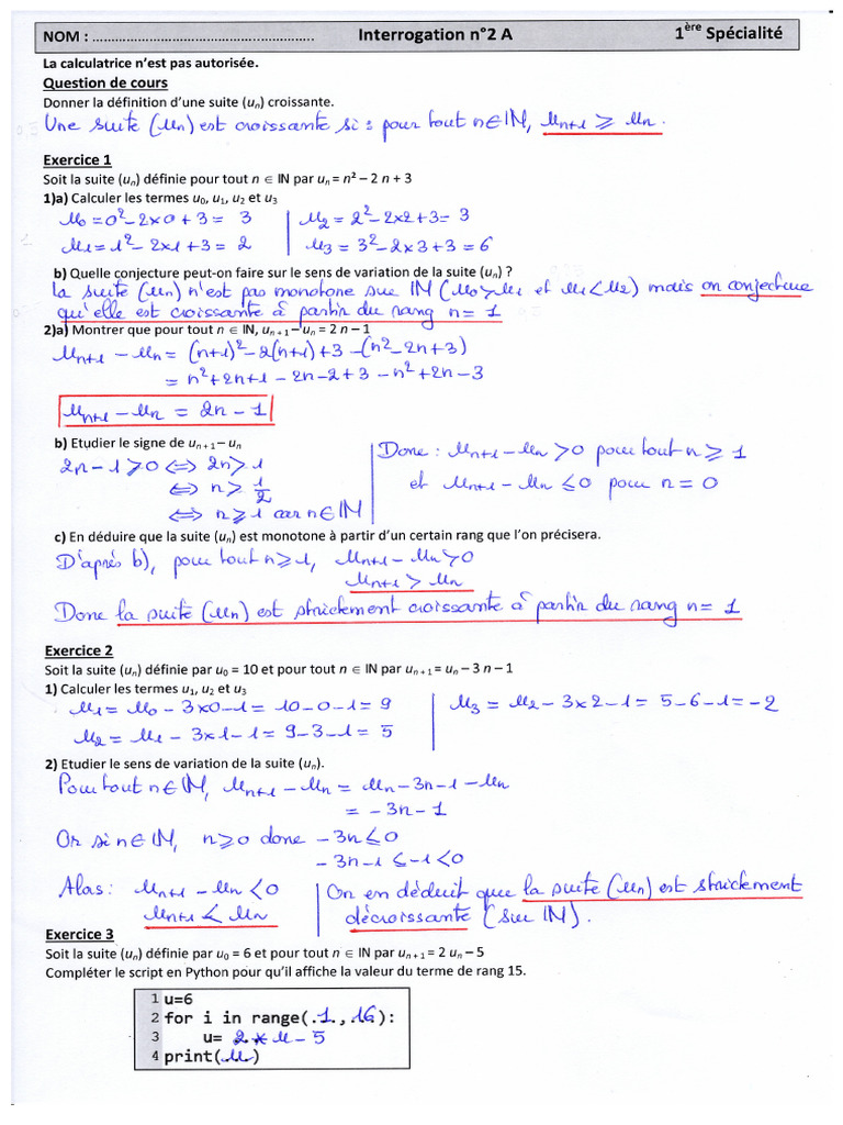 1 SPE Interro 2A Corrigé | PDF