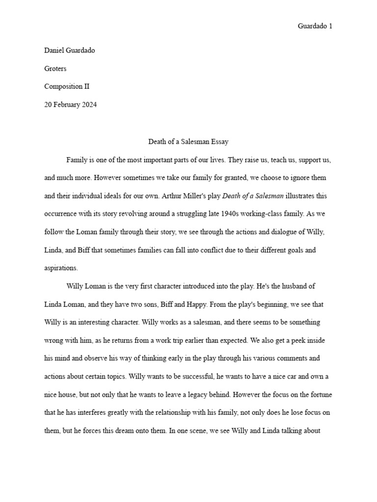 Death of A Salesman Essay | PDF | History