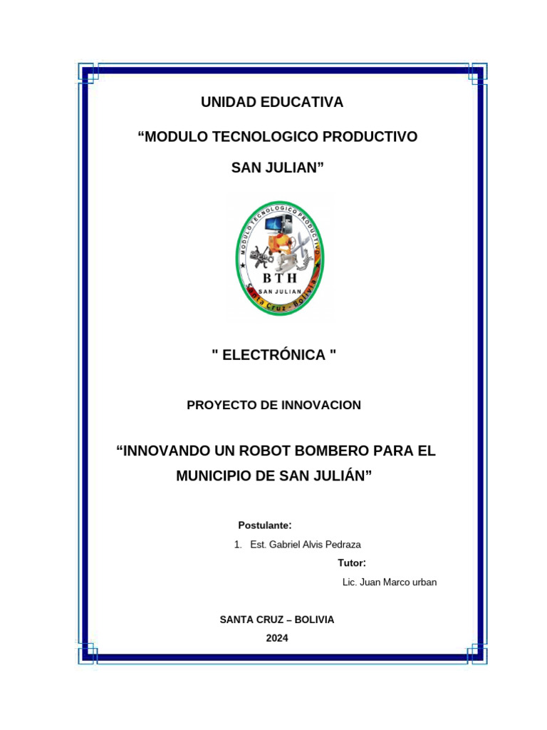 Modelo de Proyecto Robot Bombero | PDF | Robot | Robótica