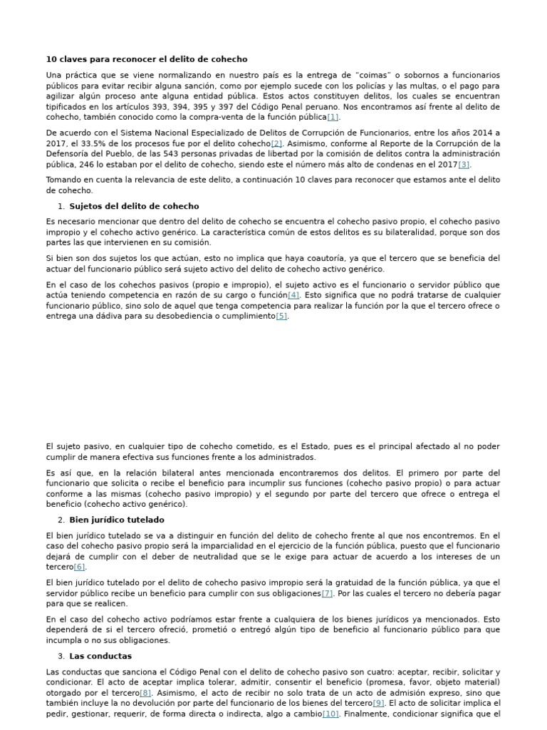 10 Claves para Reconocer El Delito de Cohecho | PDF | Soborno | Castigos