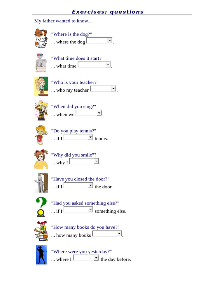 Question Words Exercises | PDF