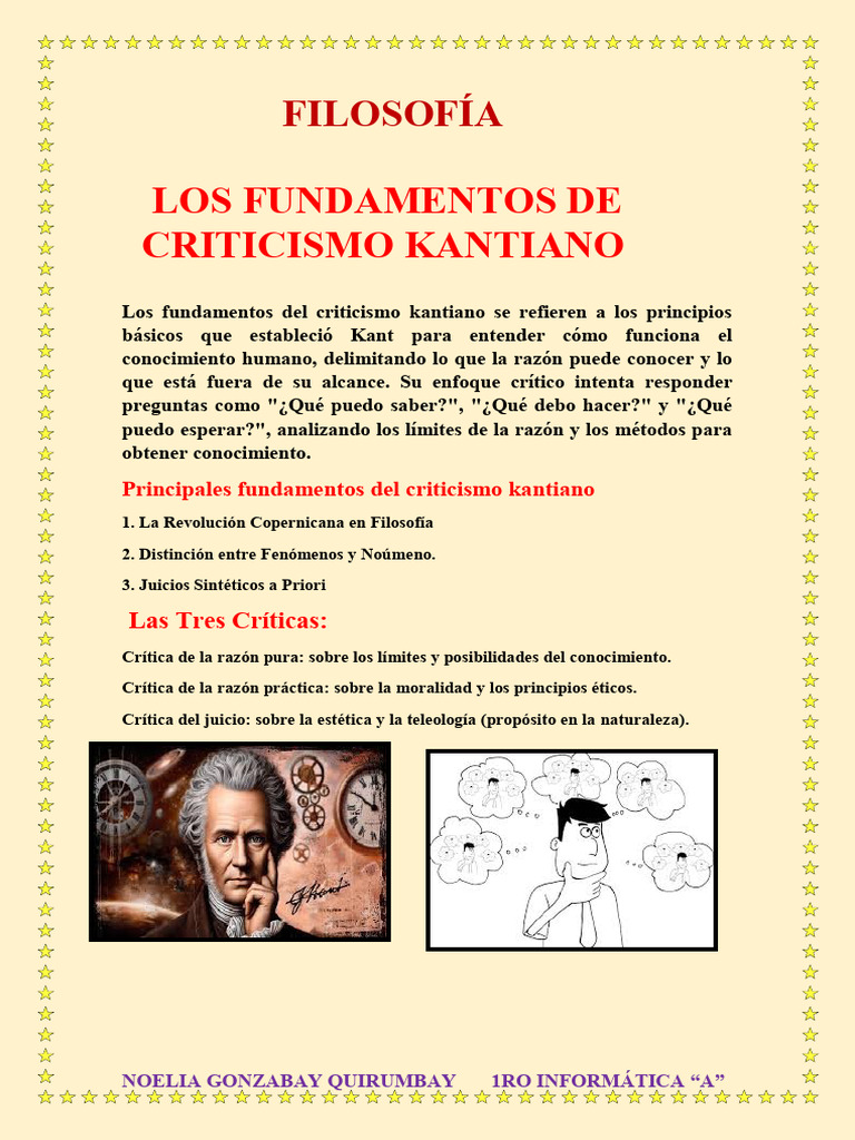 Los Fundamentos Del Criticismo Kantiano Se Refieren A Los Principios ...