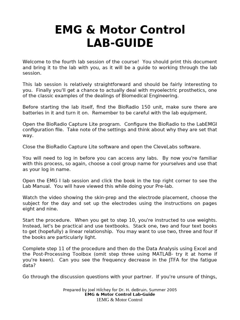 EMG & Motor Control - Guide | PDF | Electromyography | Prosthesis