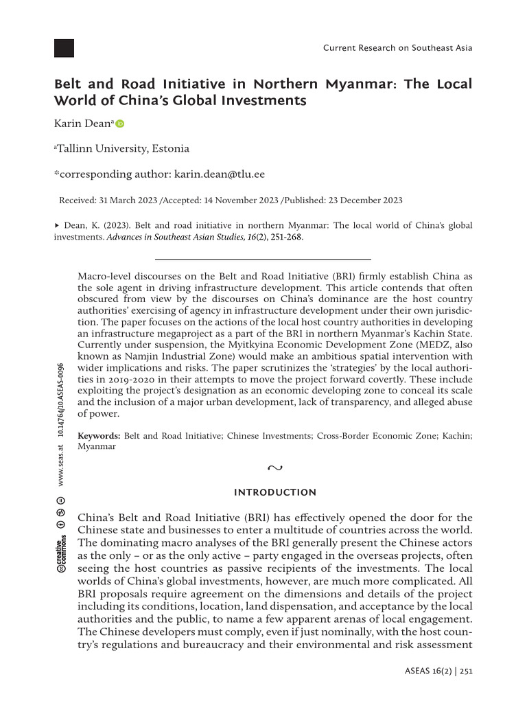 BRI's Impact on Kachin State, Myanmar | PDF | Myanmar | China
