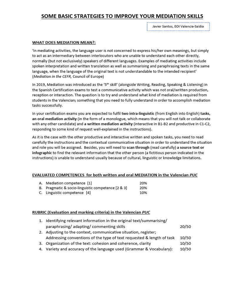 Enhance Your Mediation Skills Guide | PDF | Information | Linguistics