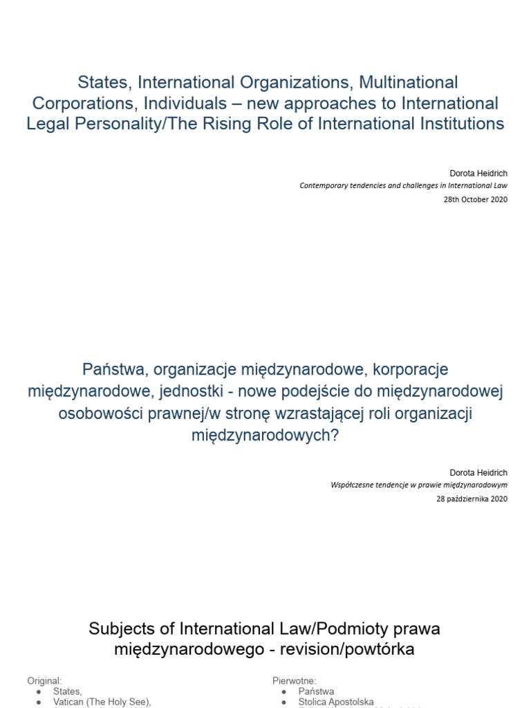 International Legal Personality Trends | PDF | United Nations ...