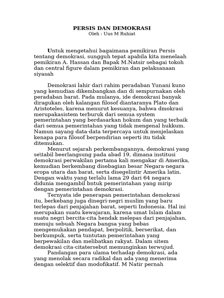 Persis Dan Demokrasi | PDF | Politik | Sejarah