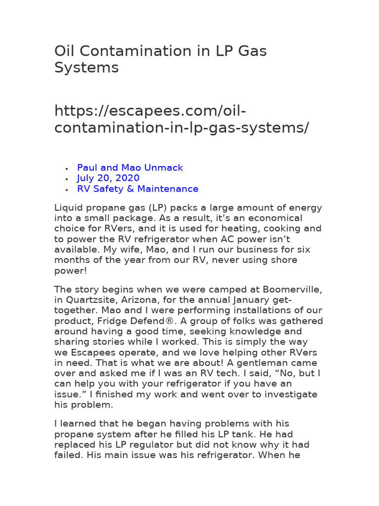 Oil Contamination in LP Gas Systems | PDF | Refrigerator | Liquefied ...