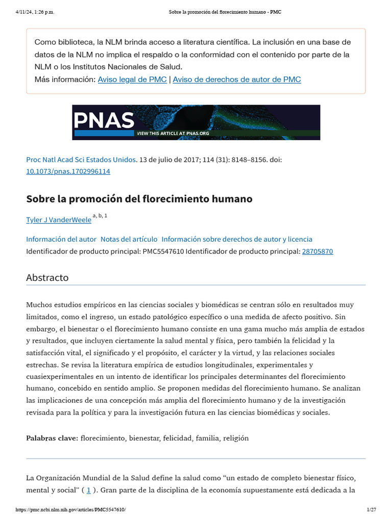 Florecimiento humano: bienestar integral | PDF | Bienestar | Felicidad