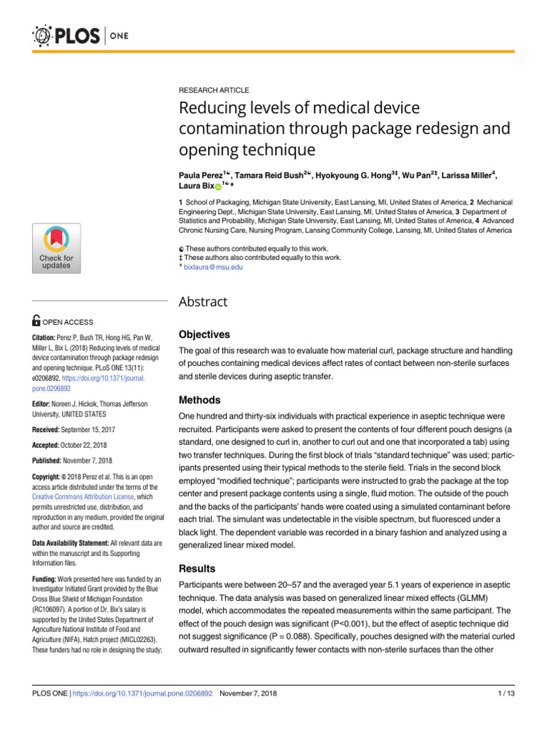 Reducing Levels of Medical Device Contamination Figures | PDF