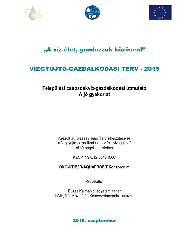 06 VGT2 Telepulesi Csapadekviz Gazdalkodas Utmutato | PDF