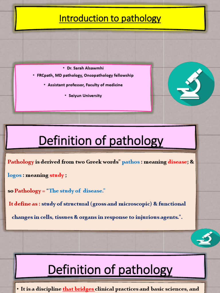 Introduction To Pathology - Dr. Sarah Alsawmhi | PDF | Pathology | Biopsy