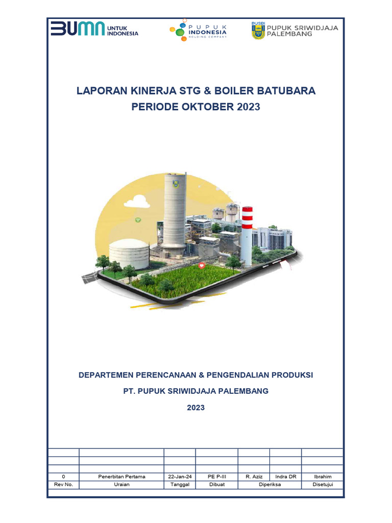 Laporan Kinerja STG-BB Periode Oktober 2023 - Rasio Konsumsi Steam STG | PDF