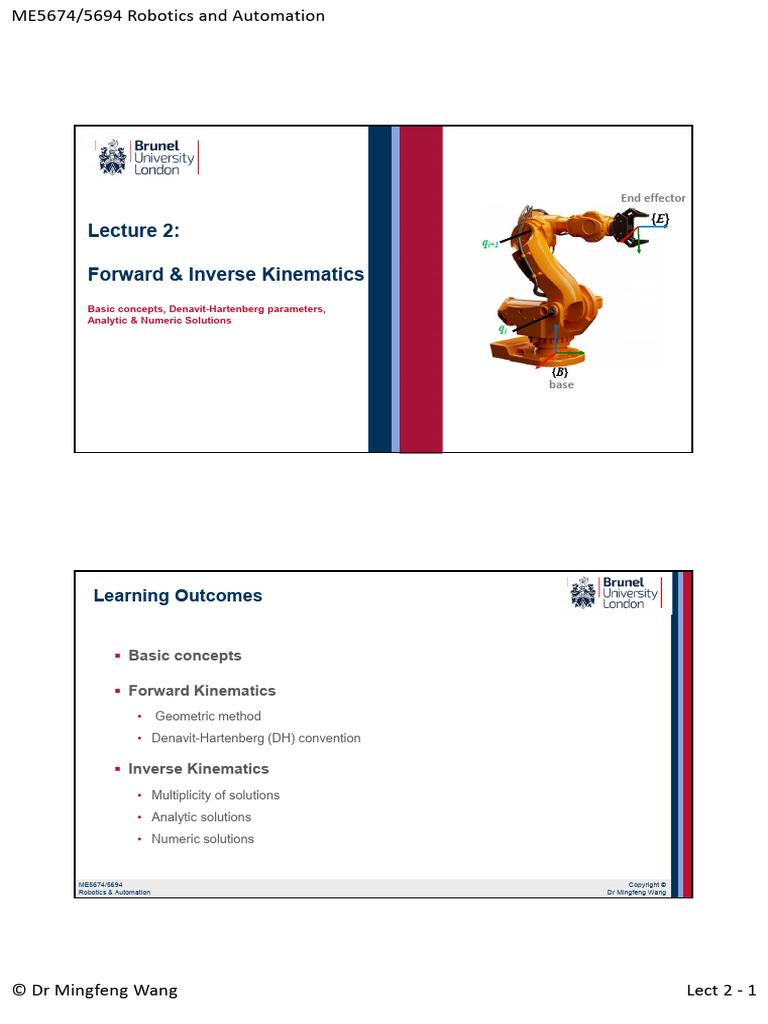 Lect2-Forward N Inverse Kinematics | PDF | Geometry | Kinematics