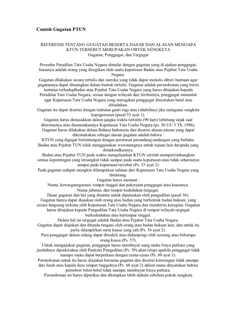 Contoh Gugatan PTUN | PDF