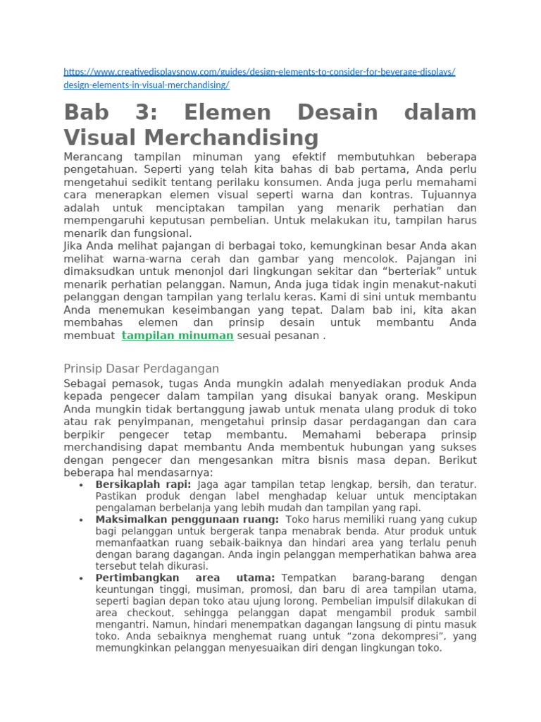 Elemen Desain dalam Visual Merchandising | PDF | Karier & Perkembangan ...